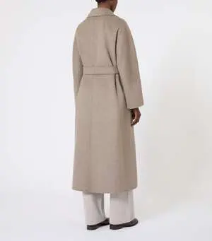 Max Mara Virgin Wool Wrap Coat - Grey