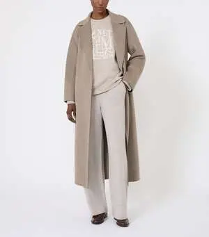 Max Mara Virgin Wool Wrap Coat - Grey