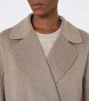 Max Mara Virgin Wool Wrap Coat - Grey