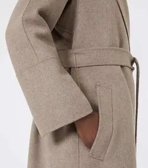 Max Mara Virgin Wool Wrap Coat - Grey