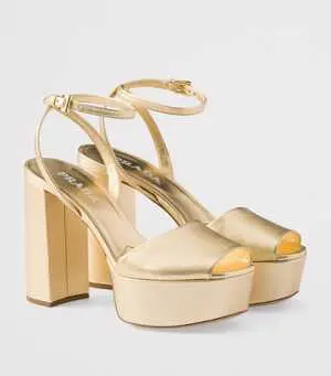 Prada Leather Platform Sandals - Metallic