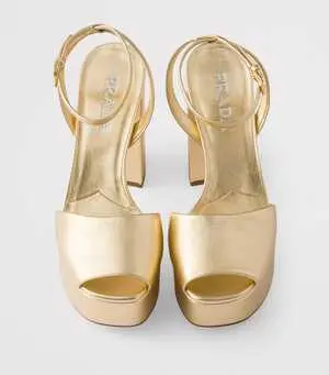 Prada Leather Platform Sandals - Metallic