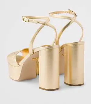Prada Leather Platform Sandals - Metallic