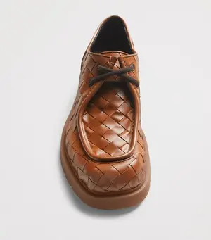 Bottega Veneta Haddock Woven Calfskin Lace-up Shoes