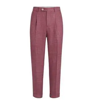 Brunello Cucinelli Wool-blend Hopsack Tailored Trousers - Red