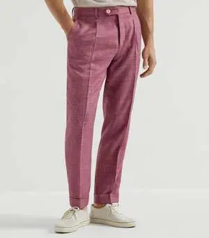 Brunello Cucinelli Wool-blend Hopsack Tailored Trousers - Red