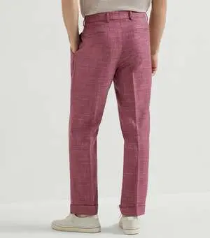 Brunello Cucinelli Wool-blend Hopsack Tailored Trousers - Red