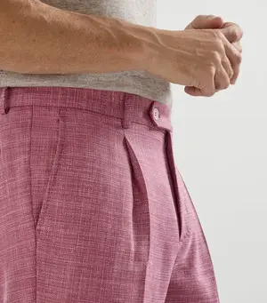 Brunello Cucinelli Wool-blend Hopsack Tailored Trousers - Red
