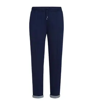 Brunello Cucinelli Cotton-blend French Terry Sweatpants - Blue