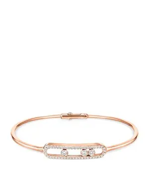 Messika Move Classique Pink Gold Diamond Pavé Bangle - Rose Gold