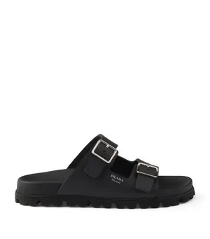 Prada Buckle Slides - Black