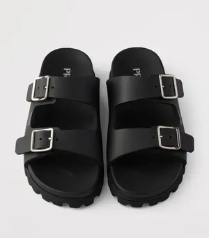 Prada Buckle Slides - Black