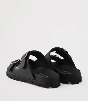 Prada Buckle Slides - Black