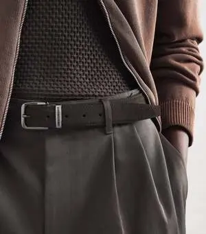 Emporio Armani Leather Buckle Belt - Brown