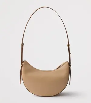 Prada Leather Arqué Shoulder Bag - Neutral