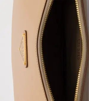 Prada Leather Arqué Shoulder Bag - Neutral
