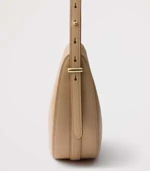 Prada Leather Arqué Shoulder Bag - Neutral