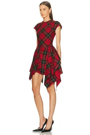 Alexander McQueen High Neck Mini Dress - Red  Black  & Yellow