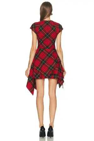 Alexander McQueen High Neck Mini Dress - Red  Black  & Yellow