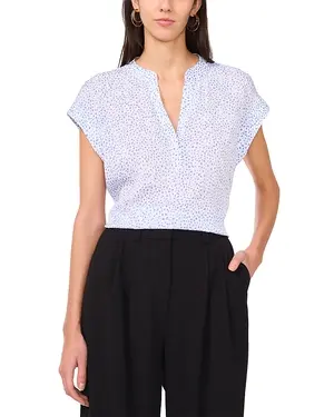 Vince Camuto Split Neck Cap Sleeve Top - Lake Breeze