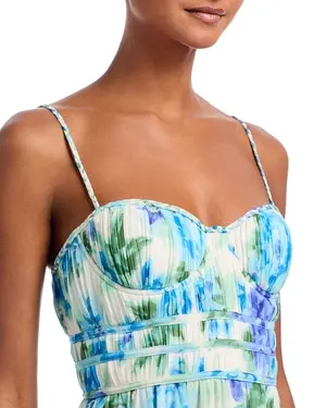 Aqua Floral Sleeveless Maxi Dress
