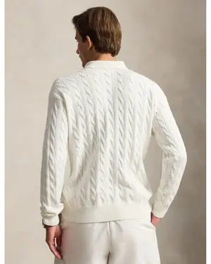 Polo Ralph Lauren Relaxed Fit Cable Knit Cotton Sweater - White