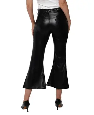 RUDES DENIM Faux Leather Capri Pants - Onyx