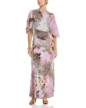 AFRM Izel Cape Maxi Dress - Natural Patchwork