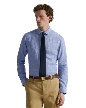 Polo Ralph Lauren Classic Fit Plaid Linen Shirt - Blue/white