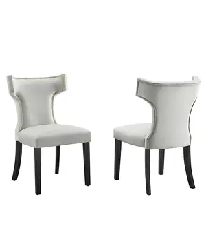 MODWAY Curve Performance Velvet Dining Chairs, Set Of 2 - Light Gray