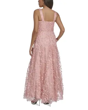 Eliza J Floral Appliqued Gown - Blush
