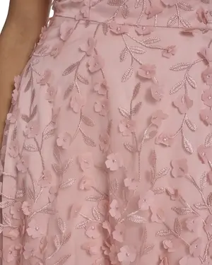 Eliza J Floral Appliqued Gown - Blush