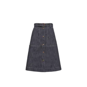 Moncler Denim A-line Skirt With Belt - Blue