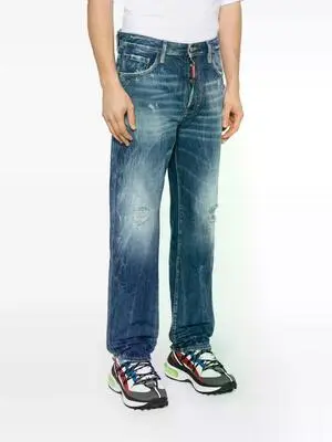 Dsquared2 Distressed Straight-leg Jeans - Blue