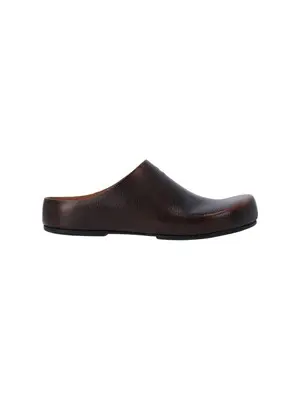 Miu Miu Leather Mules - Brown