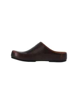 Miu Miu Leather Mules - Brown