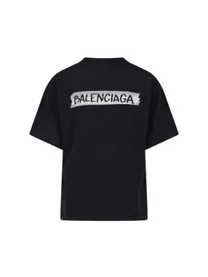 Balenciaga Masking Tape' T-shirt - Black