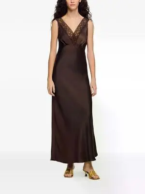 Sandro Maxi Lace V-neck Dress