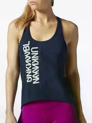 REEBOK Racerback Muscle Tank Top With Zip Detail