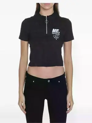 REEBOK Melody Ehsani Zip Ribbed Polo Top