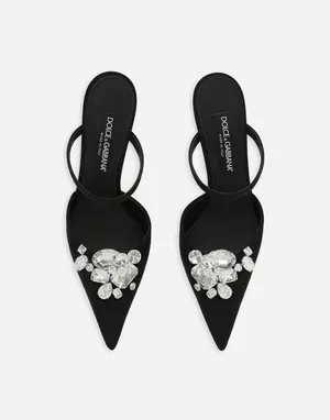 Dolce & Gabbana Satin Mules With Gemstone Embellishment