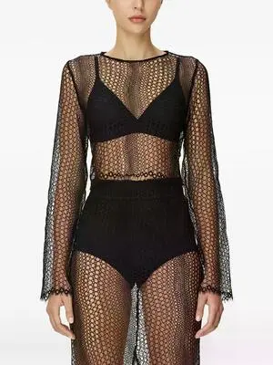 MIA PECULIAR Openwork T-shirt - Black