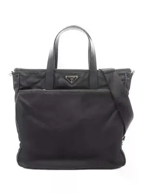 Prada 2000s Nylon Saffiano Leather Handbag