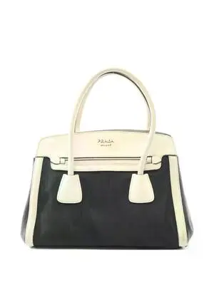 Prada 2010s Canvas And Saffiano Leather Handbag - Black