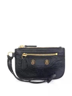 Balenciaga 2010s Cagole Studded Leather Coin Purse - Black