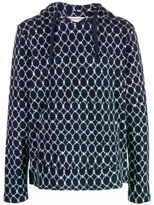 Orlebar Brown Blaine Geometric-pattern Terry-cloth Hoodie - Blue