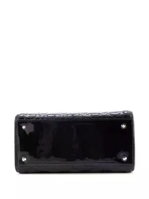 Dior Lady Cannage Quilt Patent Medium Satchel - Black
