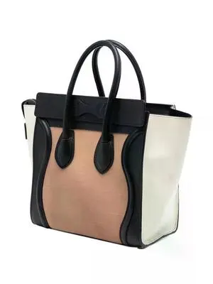Celine 2013 Micro Tricolor Leather Luggage Tote Handbag - Brown