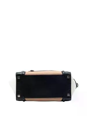 Celine 2013 Micro Tricolor Leather Luggage Tote Handbag - Brown