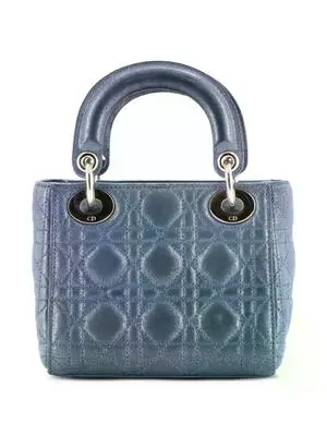 Dior Lady Chain Bag Cannage Quilt Iridescent Leather Mini Satchel - Blue
